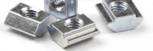 Aluminum sliding nuts for solar panel mounting