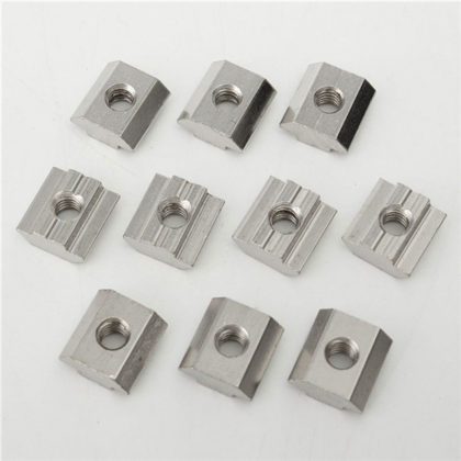 Aluminum sliding nuts for solar panel mounting