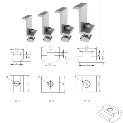 Aluminum sliding nuts for solar panel mounting
