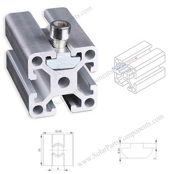 Aluminum sliding nuts for solar panel mounting