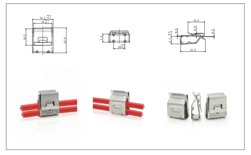 Two lines solar cable clips for solar panel mounting installation