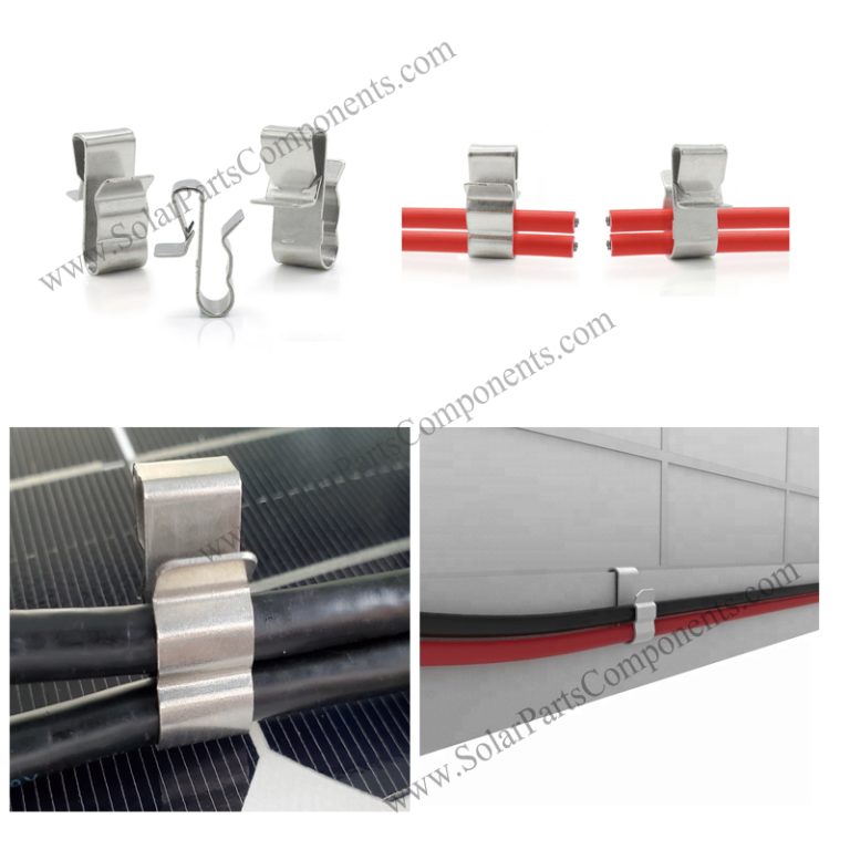 Two lines PV module cable clip for solar panel mounting installation