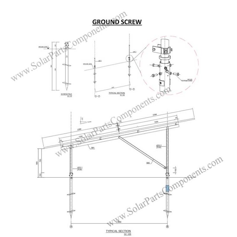 Ground screws, piles, piers, anchors, poles with Adjustable flange for ...