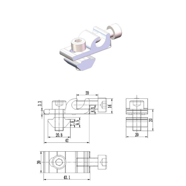 Drawing for solar grounding lugs , PV modules earthing lug