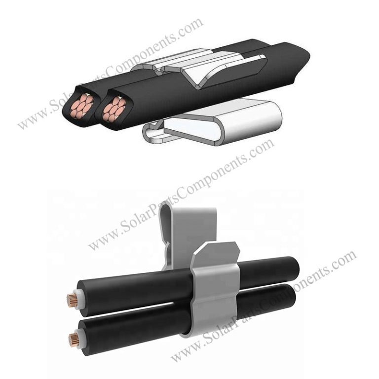 Two lines PV module cable clip for solar panel mounting installation