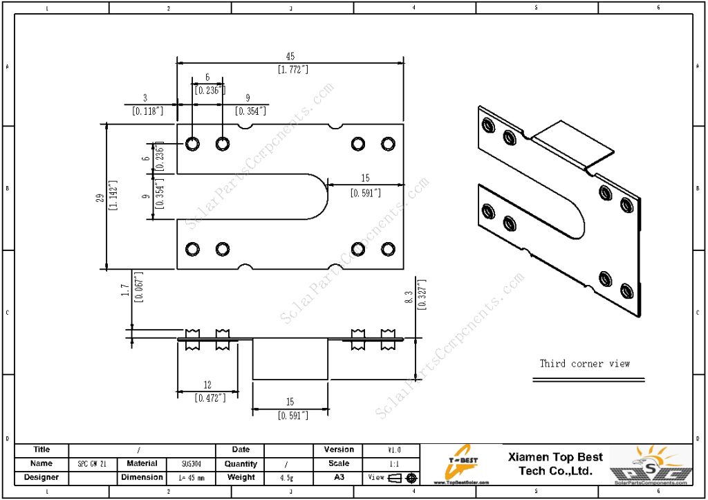 Solar Panel Earthing Plates for solar panel grounding SUS304 anti rust