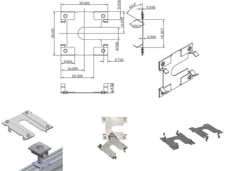 PV module grounding clips washers and plates