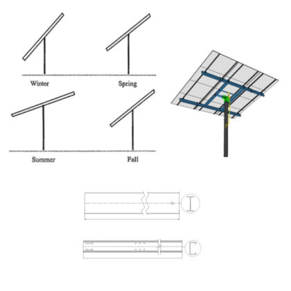 Solar Panel Pole Ground Mounting Systems, Angle Adjustable