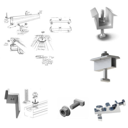 Solar Panel T bolts, SUS 304 for PV Module Mounting Rails