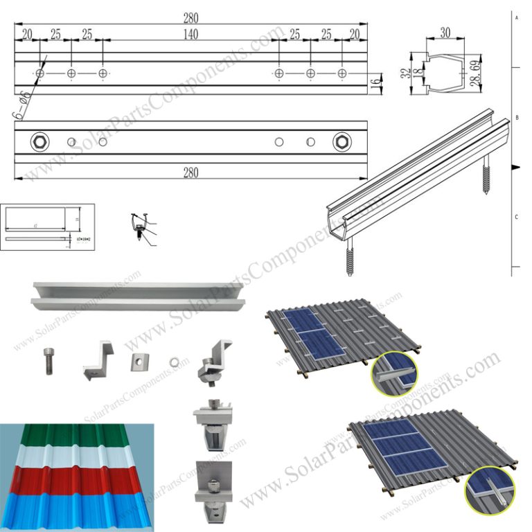 Solar Metal Roof Mounting System, U Aluminum Rail, Cost effective