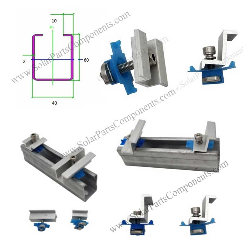 PV module End Clamps for Q235 Carbon Square Steel Mounting