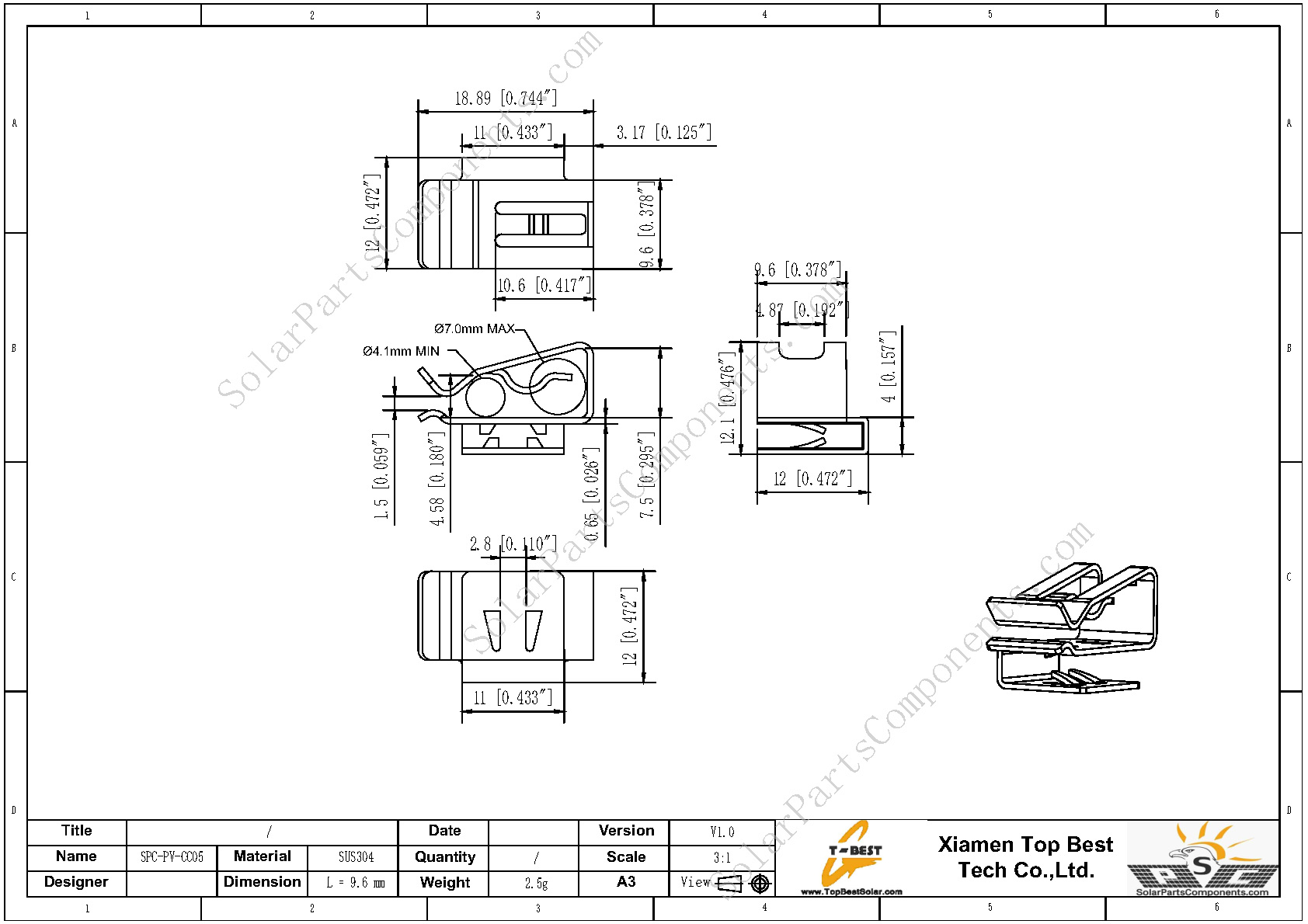 Solar Cable Clips 90 Degree for solar panel mounting installation.