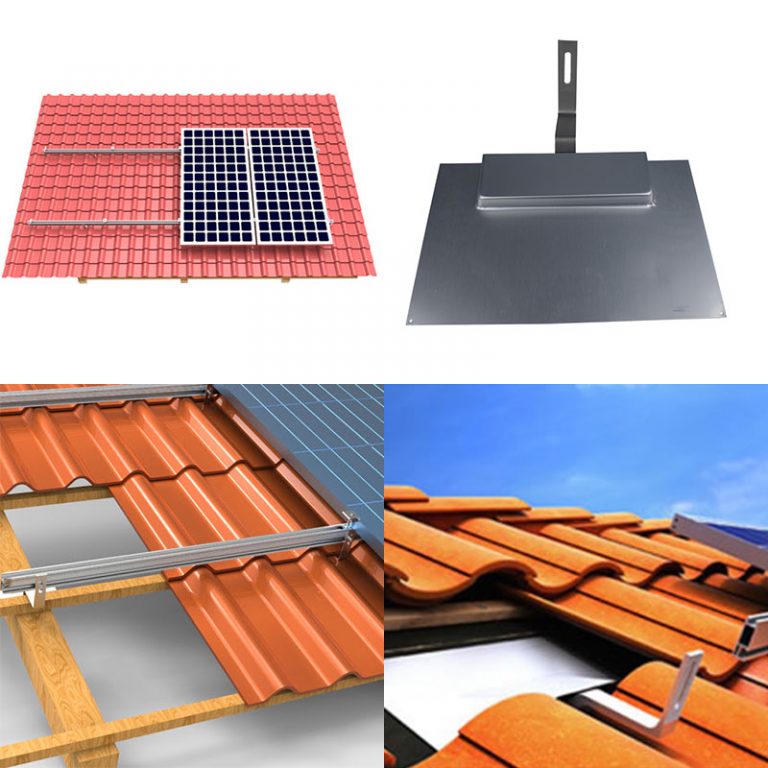 solar roof mounting flashing for curved tiles