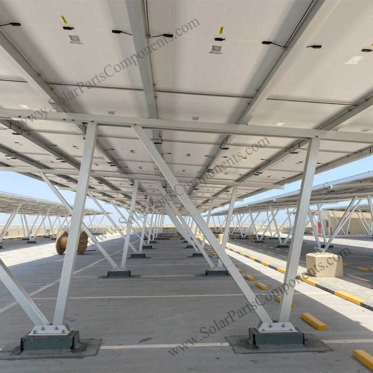 Aluminum solar carport frame, concrete foundation, SPC-CPA-V3-W