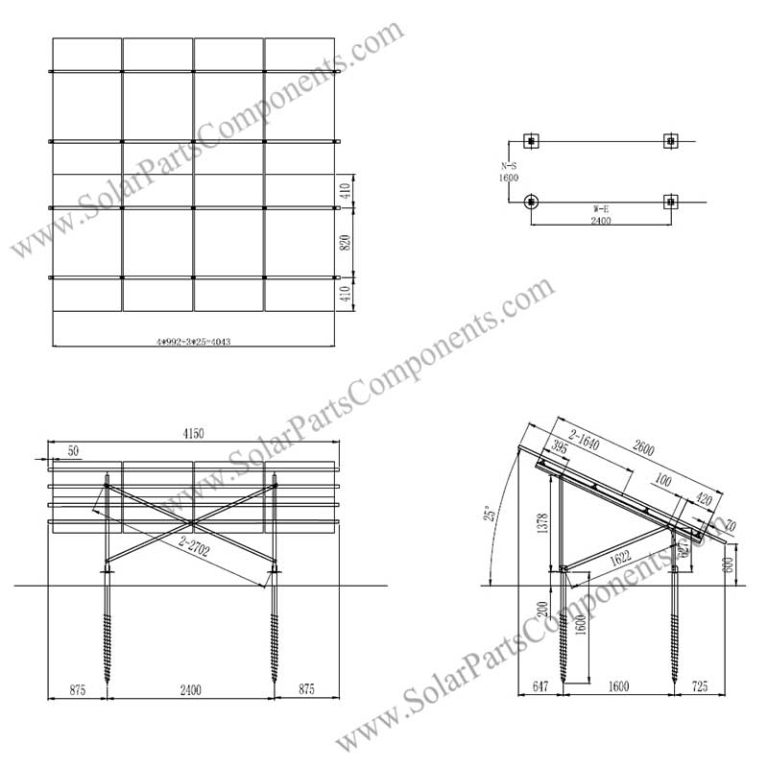 Solar Ground Racking Systems,Concrete Base,Q235, SPC-CC-4H-W