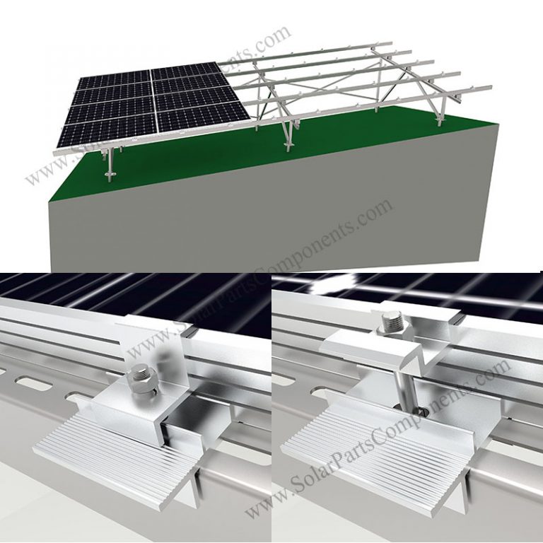 solar panel ground racking system on slope