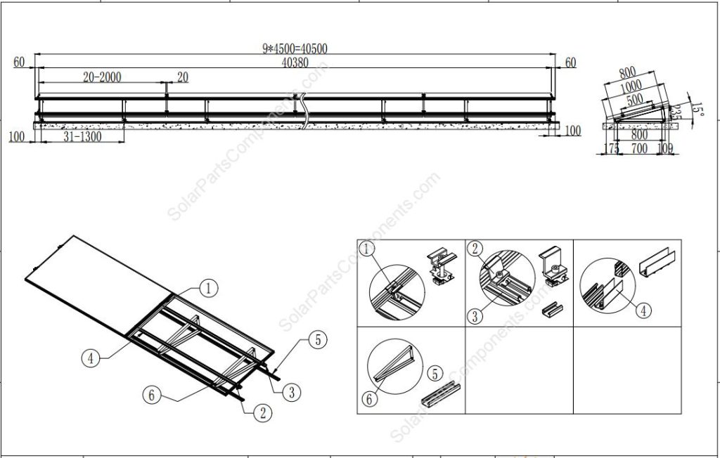 Solar Triangle Mounting System, SPC-TR15-NR-U1000