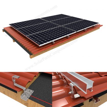Solar panel mounting with tile roof hooks , SPC-RF-IK15-DR