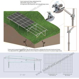 Solar panel ground racking for slant places, SPC-GA-4H-W-EW-SN