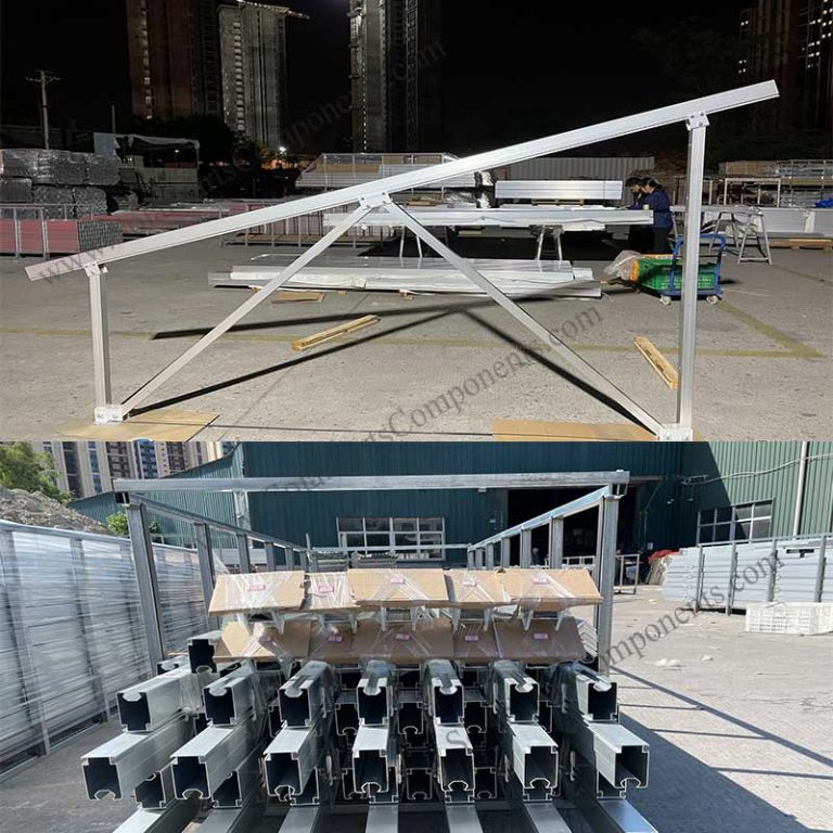 Solar panel ground racking for slant places, SPC-GA-4H-W-EW-SN