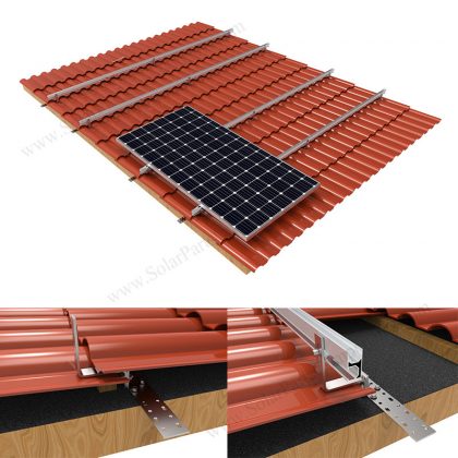 Solar PV tile roof mounting hooks for height adjustable