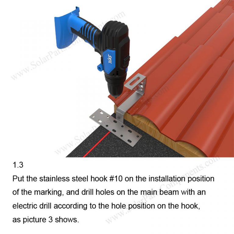 Tile roof hook installation #10, SPC-IK-10