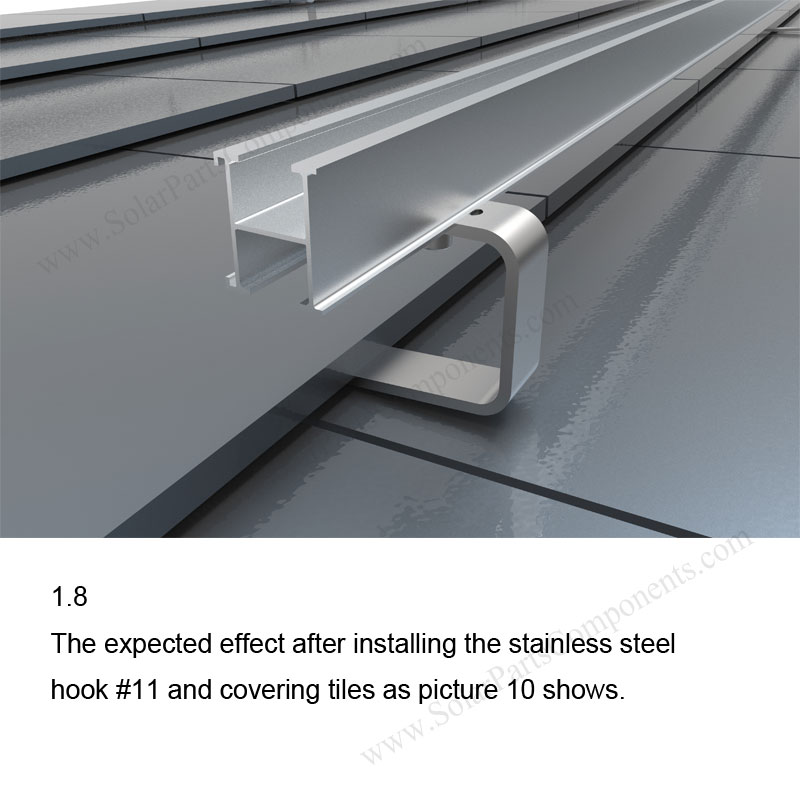 Flat tile roof hook installation #11, SPC-IK-11