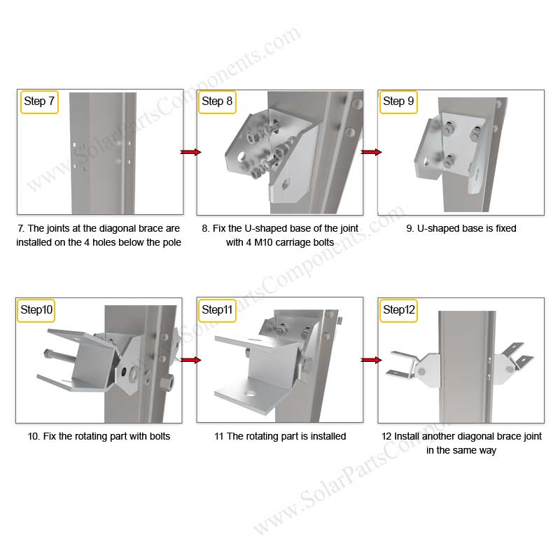 PV panel pole mounting system Installation, SPC-HA-4H-PCW