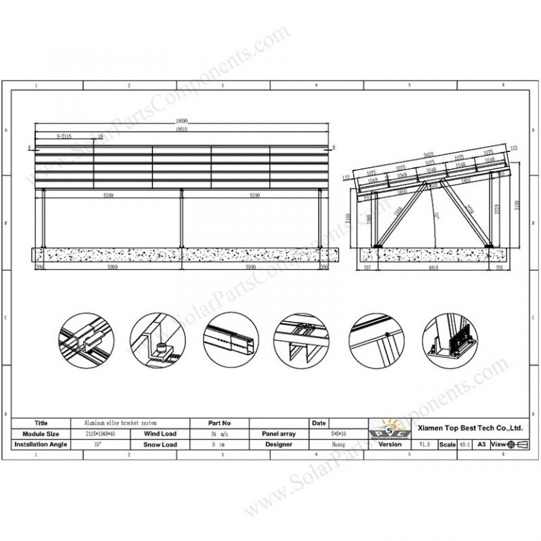 Solar panel car parking for four cars project