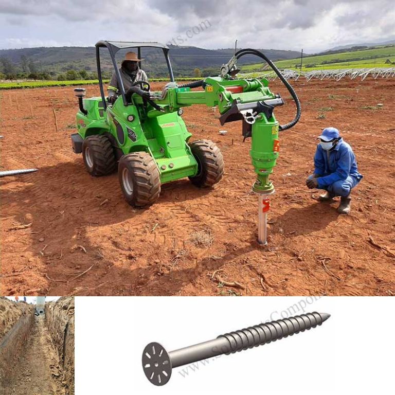 Solar Panel ground mount structure with ground screw, 3.2MW