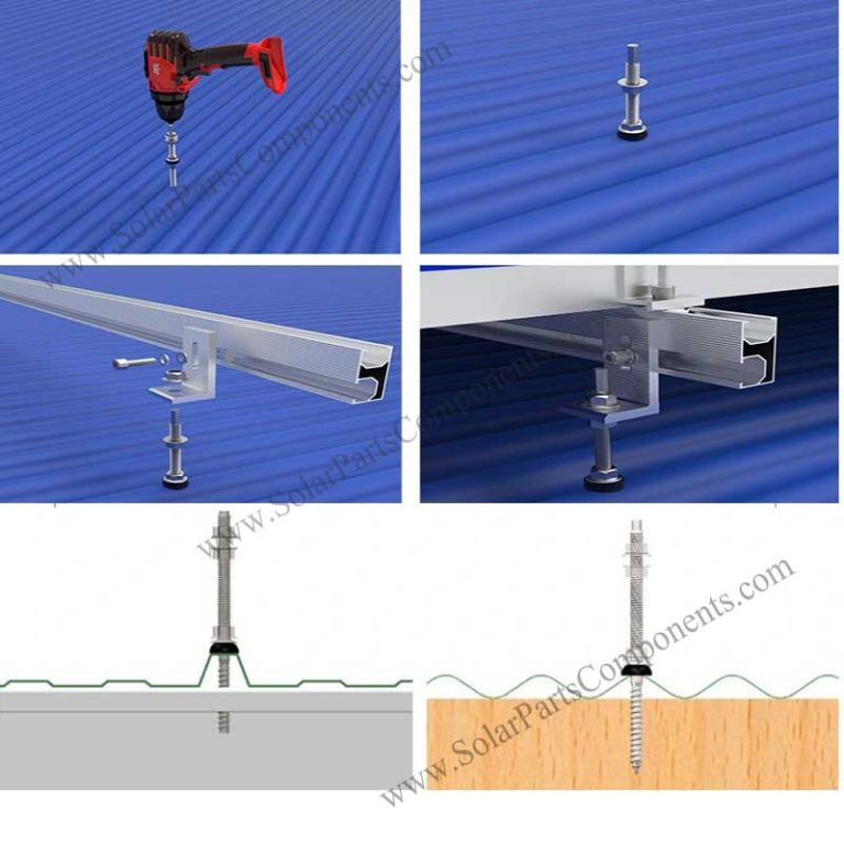 metal roof solar mounts with hanger bolts for steel purlin