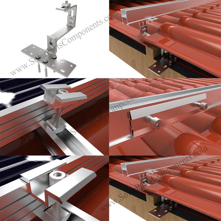 Double adjustable PV tile roof hook, glazed tile roof installation.
